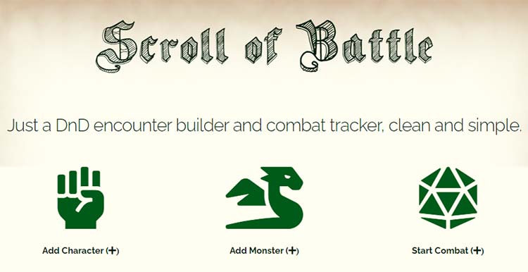 Scroll of Battle - A D&D 5e Encounter Builder and Combat Tracker